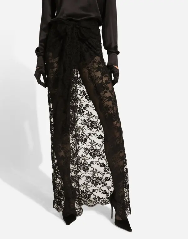Dolce & Gabbana Long Chantilly Lace Skirt