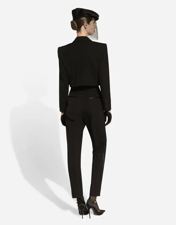 Dolce & Gabbana Tailored Wool Gabardine Tuxedo Pants