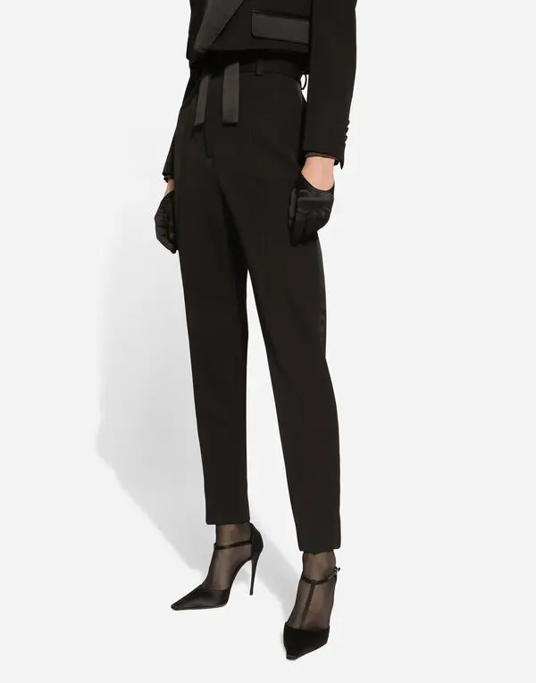 Dolce & Gabbana Tailored Wool Gabardine Tuxedo Pants