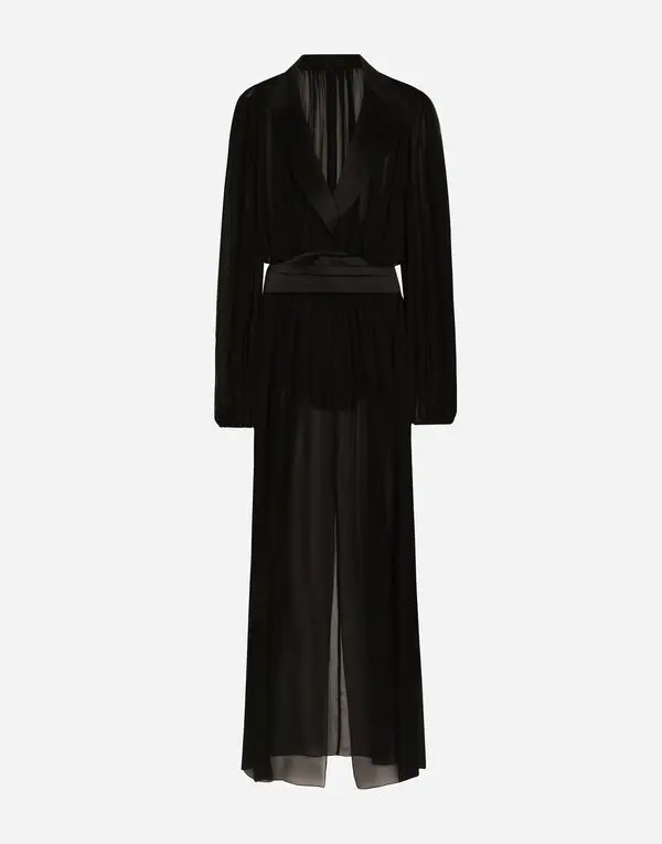 Dolce & Gabbana Long Silk Chiffon Tuxedo Dress