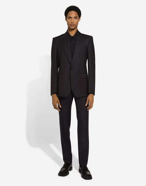 Dolce & Gabbana Tailored Pinstripe Wool Pants - Blue