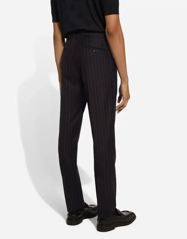 Dolce & Gabbana Tailored Pinstripe Wool Pants - Blue