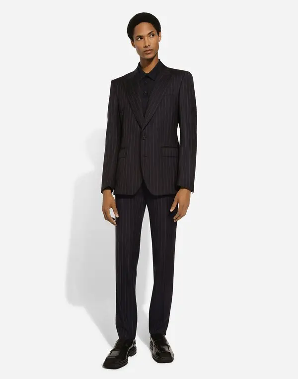 Dolce & Gabbana Tailored Pinstripe Wool Pants - Blue