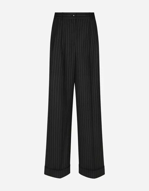 Dolce & Gabbana Flared Pinstripe Stretch Wool Pants