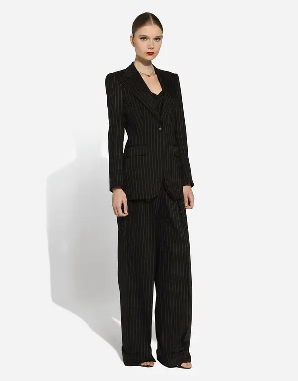 Dolce & Gabbana Flared Pinstripe Stretch Wool Pants