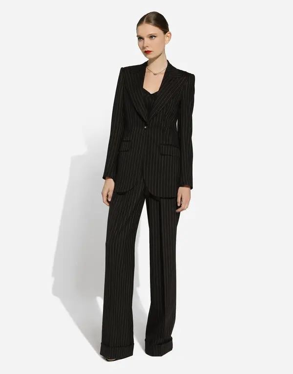 Dolce & Gabbana Flared Pinstripe Stretch Wool Pants