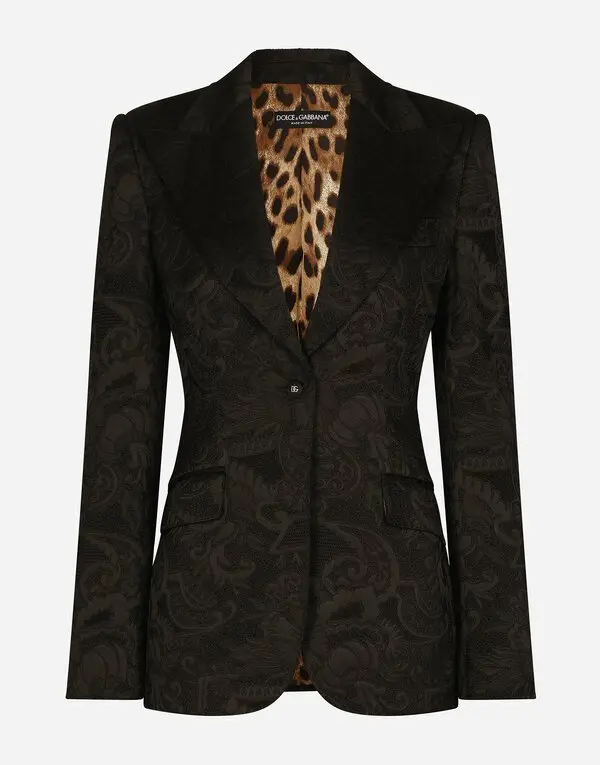 Dolce & Gabbana Floral Jacquard Turlington Blazer - Black