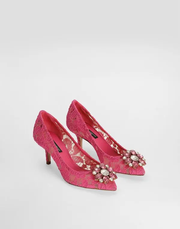 Dolce & Gabbana Bellucci Pump In Taormina Lace With Crystals - Fuchsia