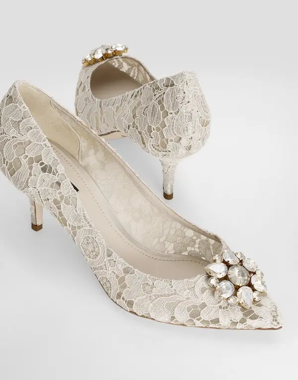 Dolce & Gabbana Bellucci Pump In Taormina Lace With Crystals - White