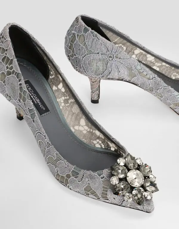 Dolce & Gabbana Bellucci Taormina Lace Pump With Crystals - Grey