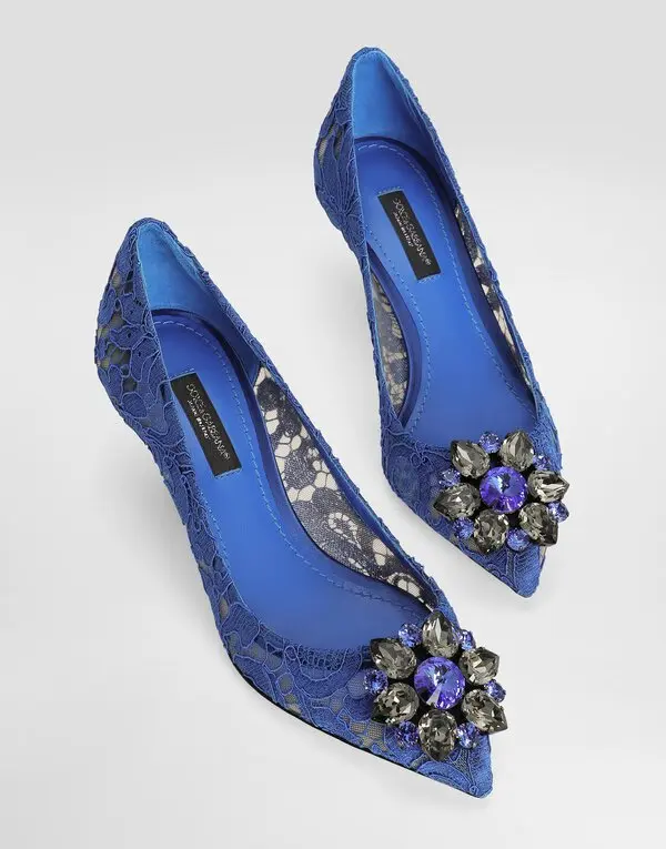 Dolce & Gabbana Bellucci Lace Pumps With Brooch - Blue