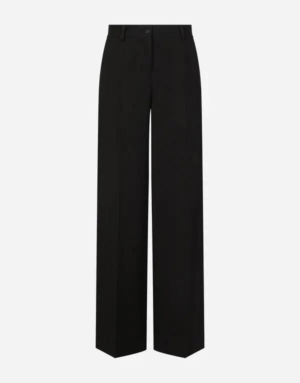 Dolce & Gabbana Flared Wool Gabardine Trousers - Black