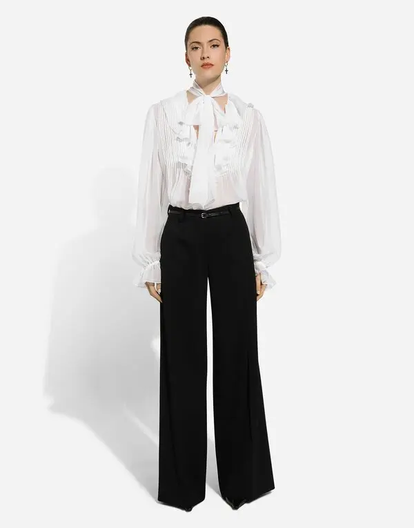 Dolce & Gabbana Flared Wool Gabardine Trousers - Black