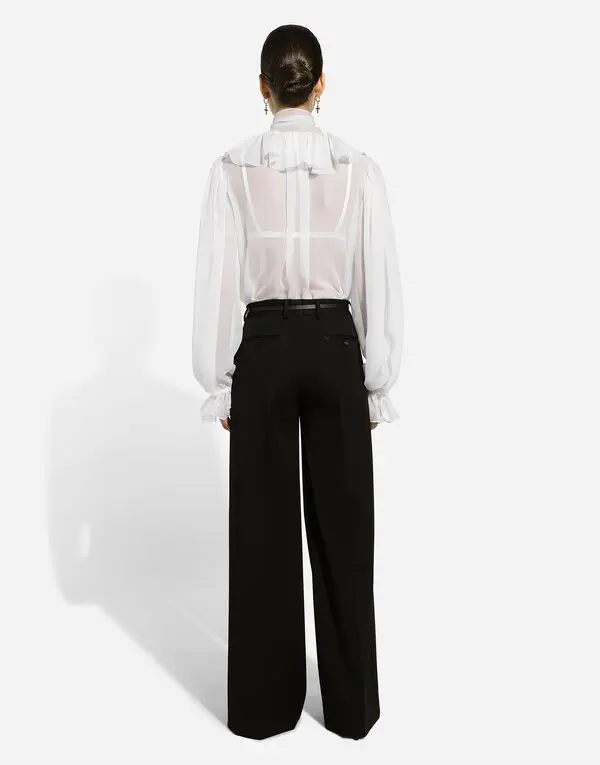 Dolce & Gabbana Flared Wool Gabardine Trousers - Black