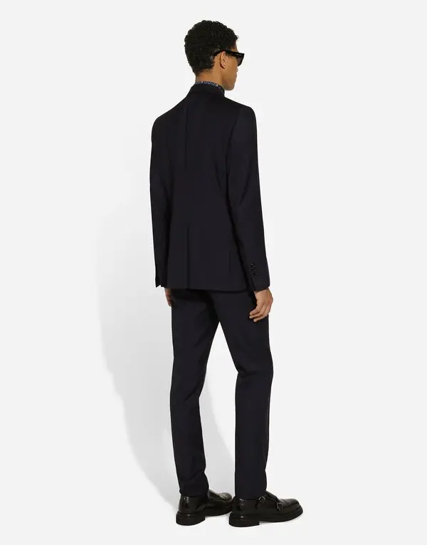 Dolce & Gabbana Silk Martini-fit Shirt With Tie Print - Blue