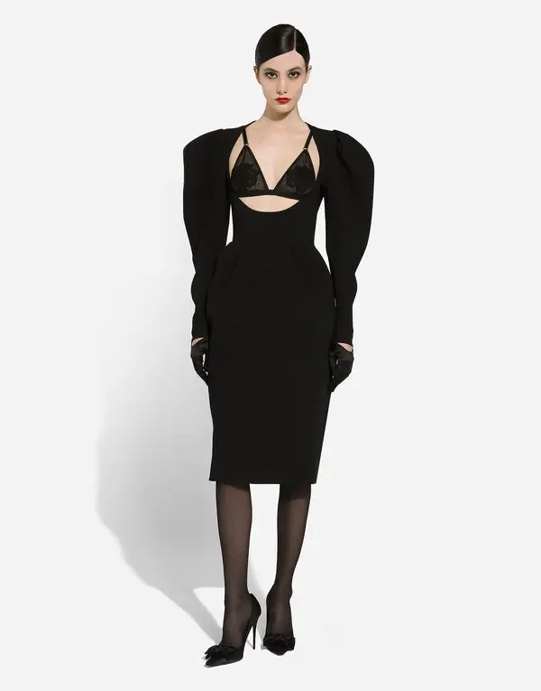 Dolce & Gabbana Calf-length Wool Dress With Open Neckline