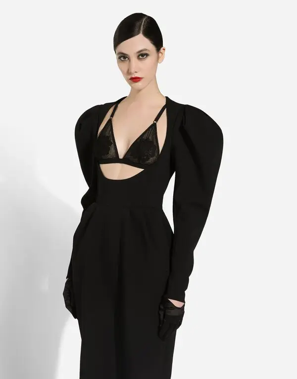 Dolce & Gabbana Calf-length Wool Dress With Open Neckline