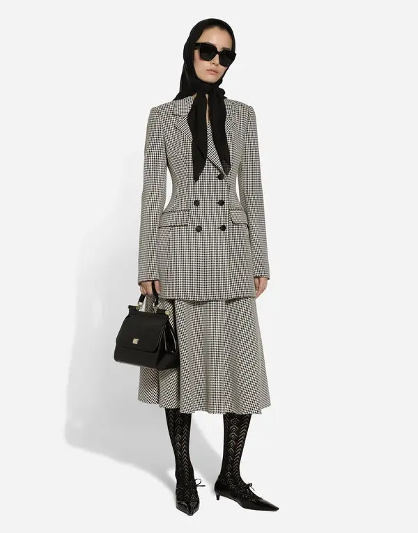 Dolce & Gabbana Houndstooth Wool Circle Skirt