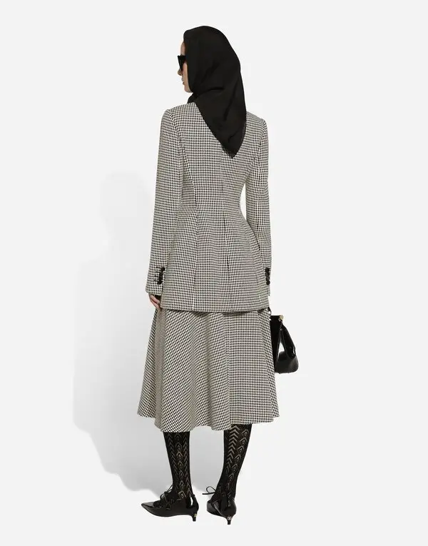 Dolce & Gabbana Houndstooth Wool Circle Skirt