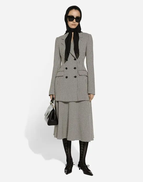 Dolce & Gabbana Houndstooth Wool Circle Skirt
