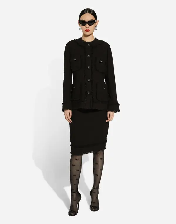 Dolce & Gabbana Single-breasted Tweed Jacket - Black
