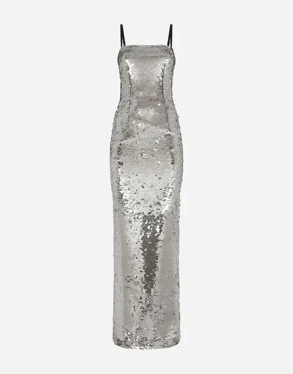 Dolce & Gabbana Long Sequined Dress - Silver