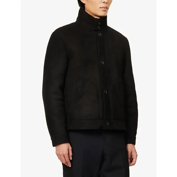 Dunhill Funnel-Neck Regular-Fit Shearling Jacket - Black