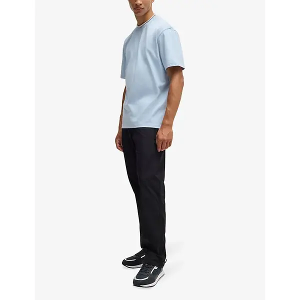 Hugo Logo-embossed Leather And Mesh Low-top Trainers - Dark Blue