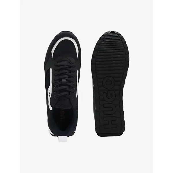 Hugo Logo-embossed Leather And Mesh Low-top Trainers - Dark Blue