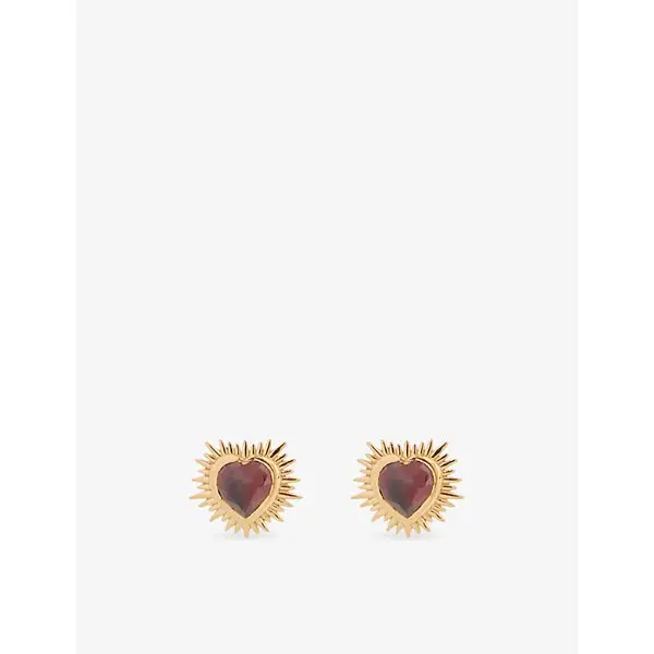 RACHEL JACKSON 22ct Gold-plated Garnet Heart Stud Earrings - Gold/garnet