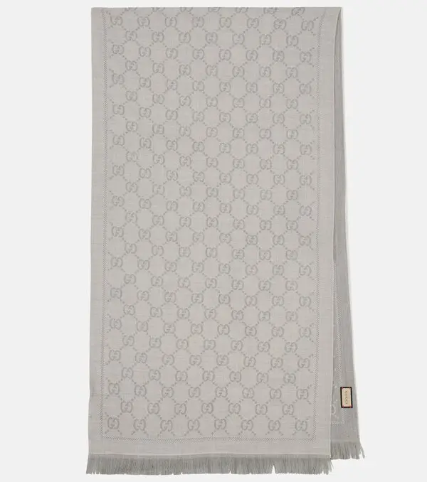 Gucci Gg Wool Jacquard Scarf - White