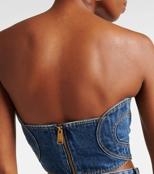 AREA Strapless Denim Top