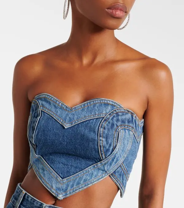 AREA Strapless Denim Top