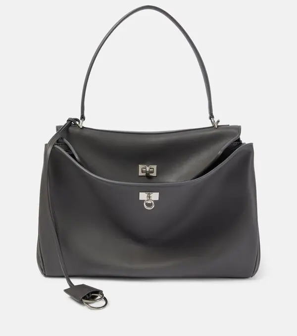 Balenciaga Rodeo Medium Leather Shoulder Bag - Grey