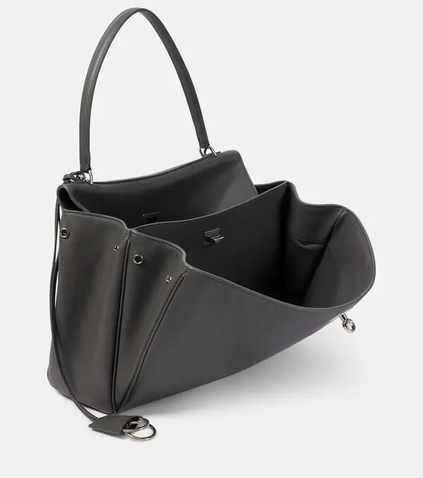 Balenciaga Rodeo Medium Leather Shoulder Bag - Grey