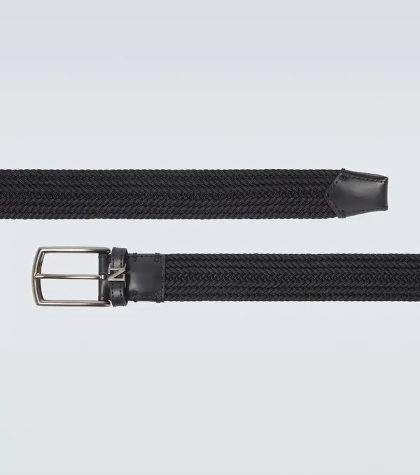 Zegna Woven Leather-trimmed Belt