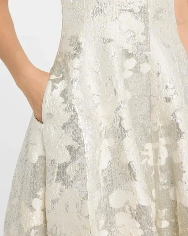 Simkhai Octavia Strapless Metallic Jacquard Gown