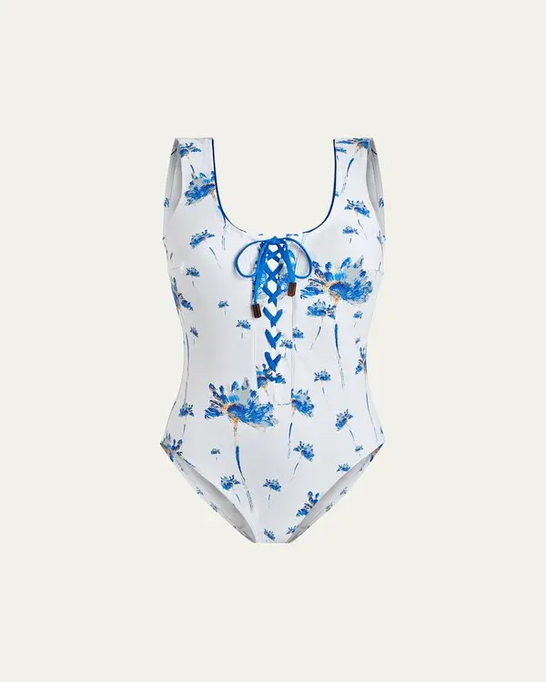 Vilebrequin Herbier Shiny Jersey One-piece Swimsuit - Off White