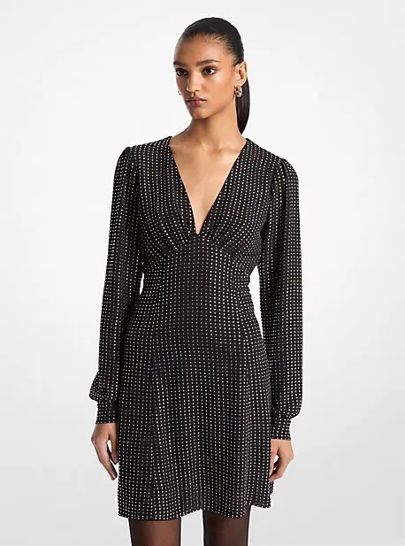 Michael Kors Rhinestone Georgette Mini Dress