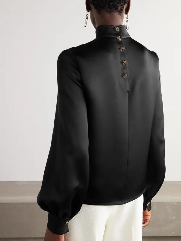 Loro Piana Carys Embellished Silk-satin Blouse