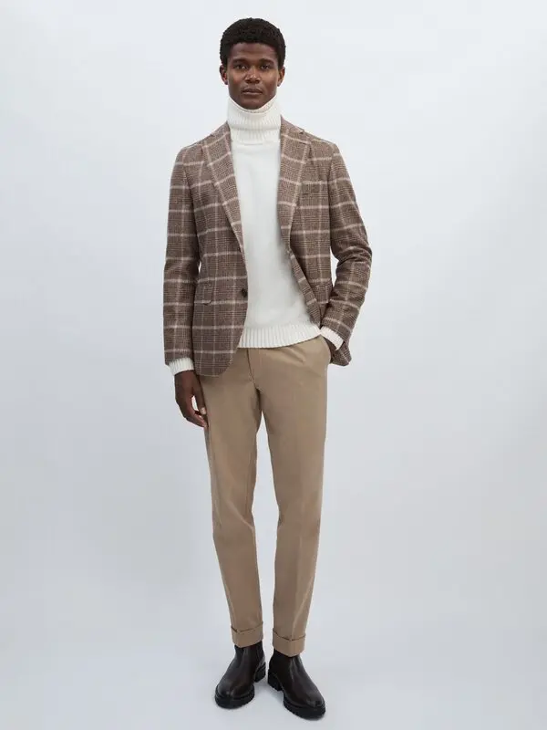 OSCAR JACOBSON Slim Fit 100% Cotton Turn-up Trousers