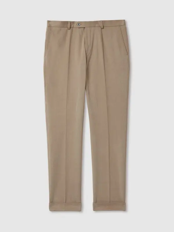 OSCAR JACOBSON Slim Fit 100% Cotton Turn-up Trousers
