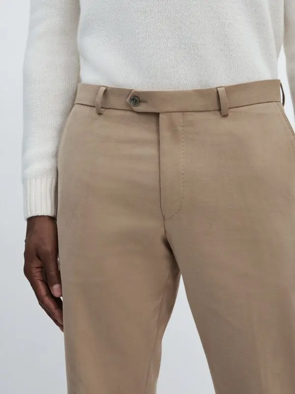 OSCAR JACOBSON Slim Fit 100% Cotton Turn-up Trousers