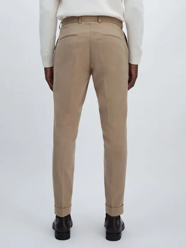 OSCAR JACOBSON Slim Fit 100% Cotton Turn-up Trousers