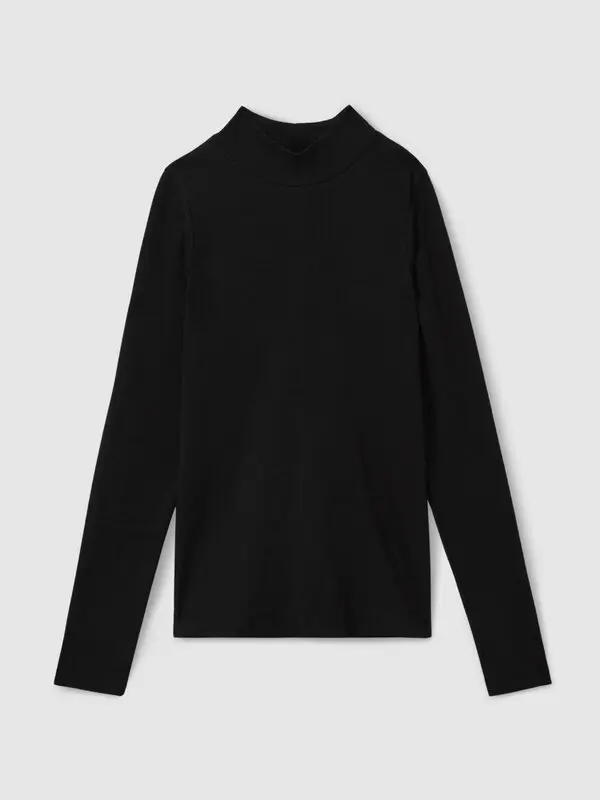 REISS Polly Fine-ribbed High-neck Top