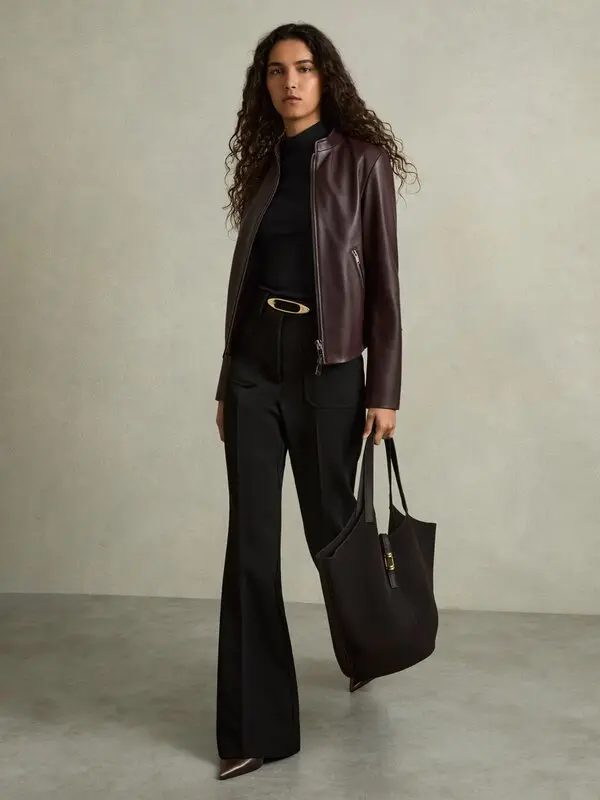 REISS Polly Fine-ribbed High-neck Top