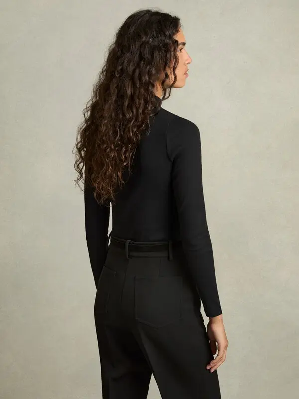 REISS Polly Fine-ribbed High-neck Top