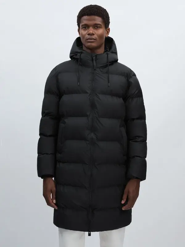 Rains Long Hooded Puffer Jacket