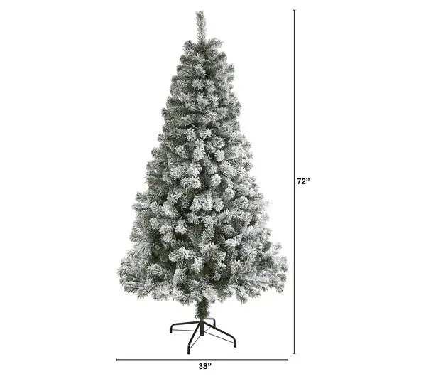 NEARLY NATURAL 6' Flocked Artificial Christmas Tree By