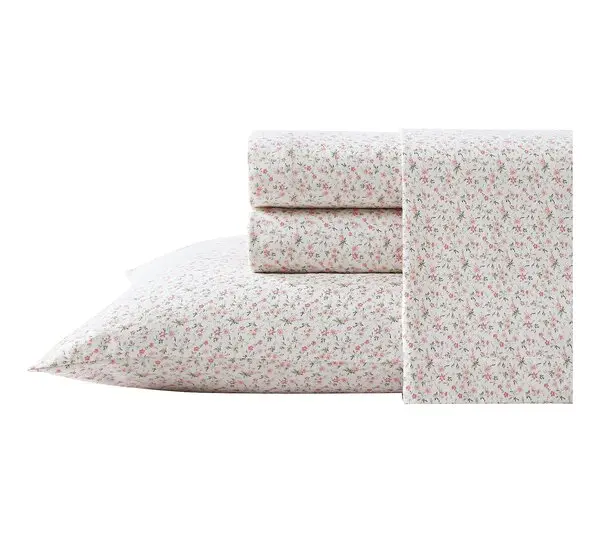 Laura Ashley Evie Soft Pink Twin Flannel Sheet Et - One-color